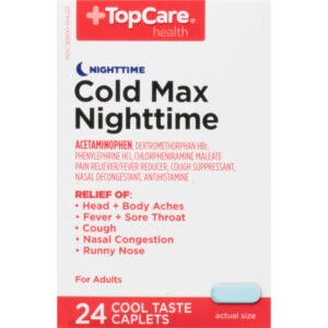 TopCare Cool Ice Caplets 24 Ct Cold Multi-Symptom Nighttime Box 24 CT ...